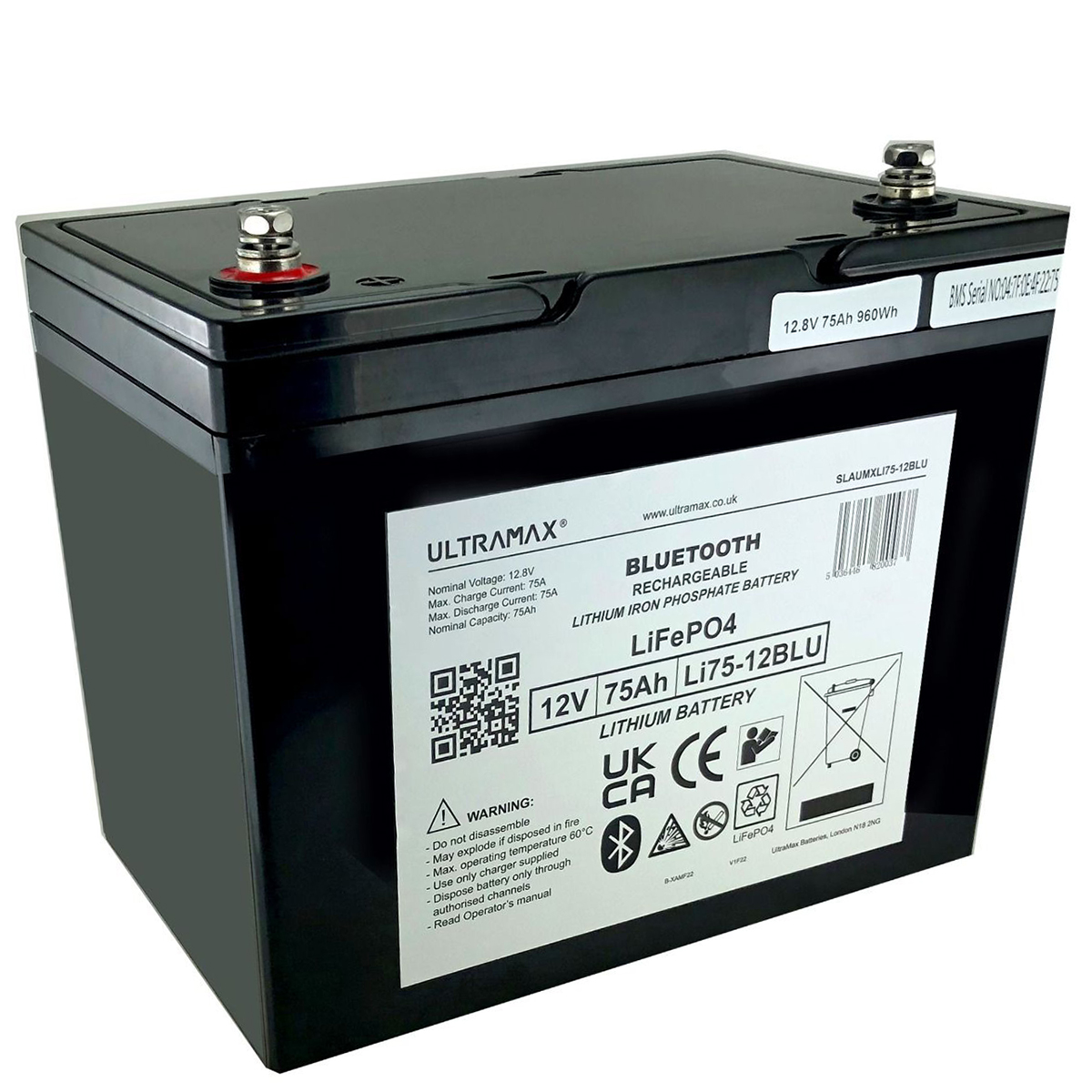 Ultramax LiFePO akku 12V 75Ah LiFePO4 akku venekäyttöön - Kurre.fi ...